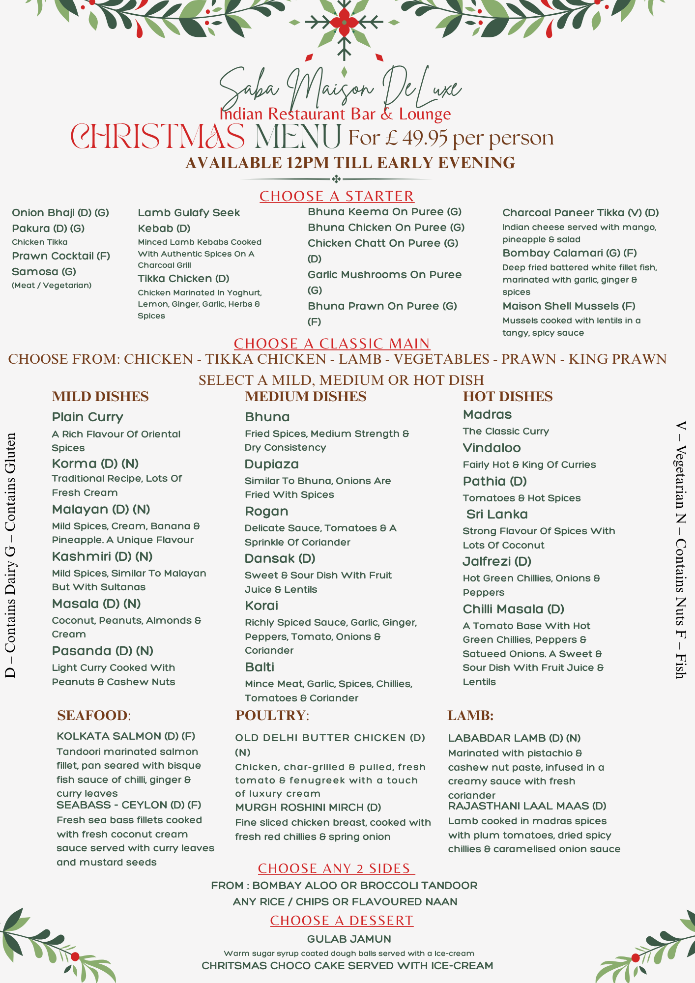 Christmas Menus - Saba Maison de Luxe